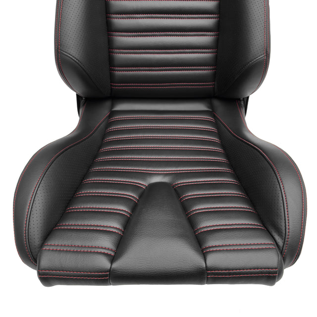 Evolution X Black Vinyl/Perf. Vinyl Red Stitch (Pair) – Corbeau